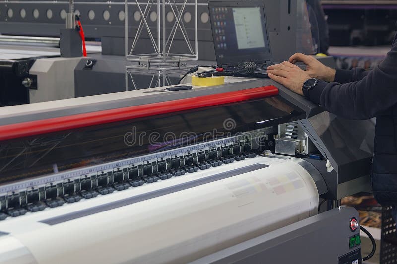 Large Format Printing Machine in Operation Stock Image - Image of ...