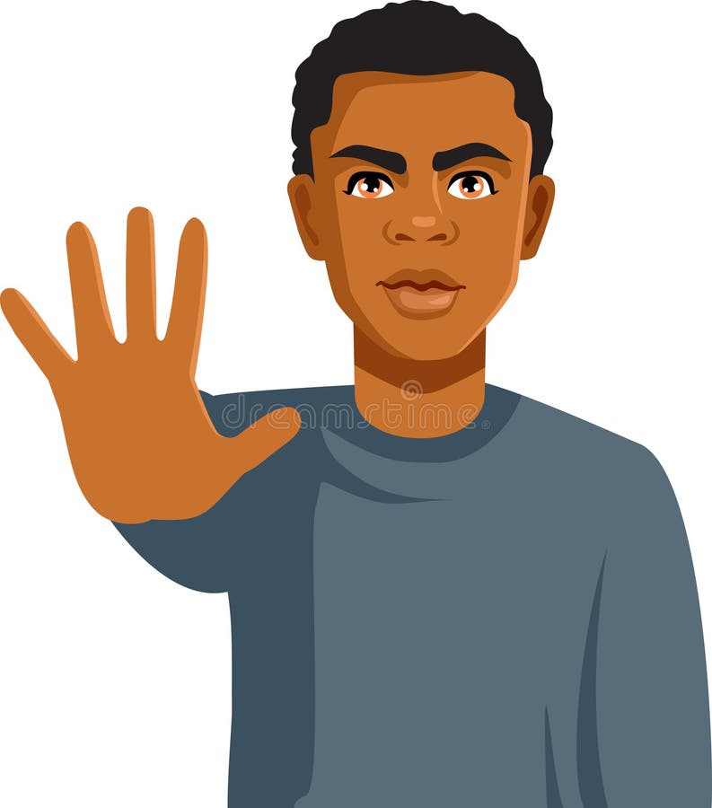 Man of African Ethnicity Making Stop Gesture Vector Illustration Stock ...