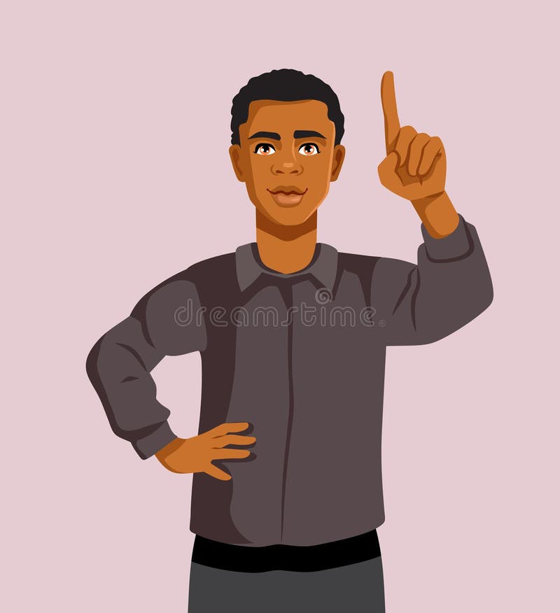 Man of African Ethnicity Pointing Up Vector Character Illustration ...