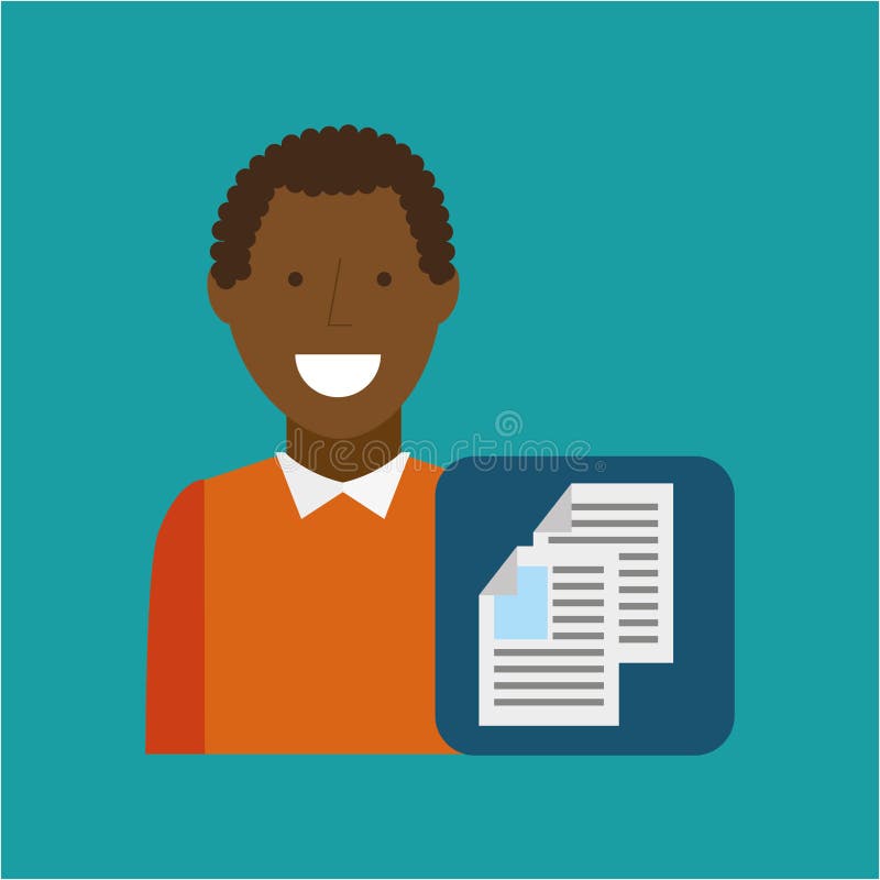 Man Afro-american Using Document Media Icon Stock Vector - Illustration ...