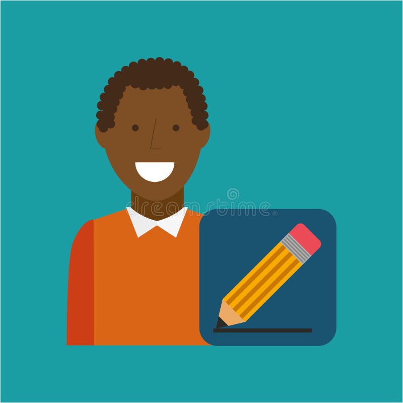 Man Afro-american Write Icon Stock Vector - Illustration of data ...