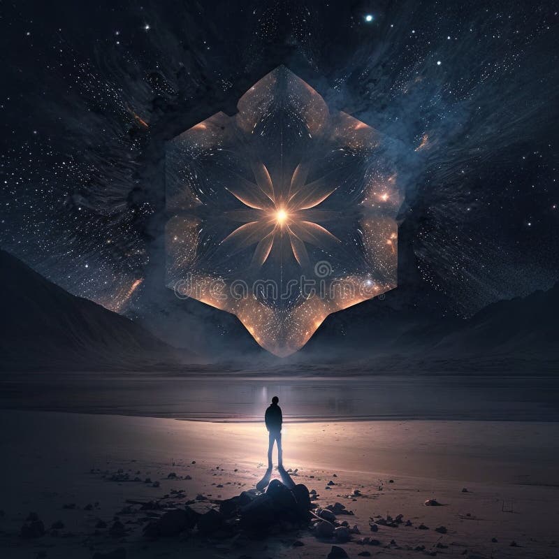 Man Against the Backdrop of a Mysterious Starry Sky Stock Image - Image ...