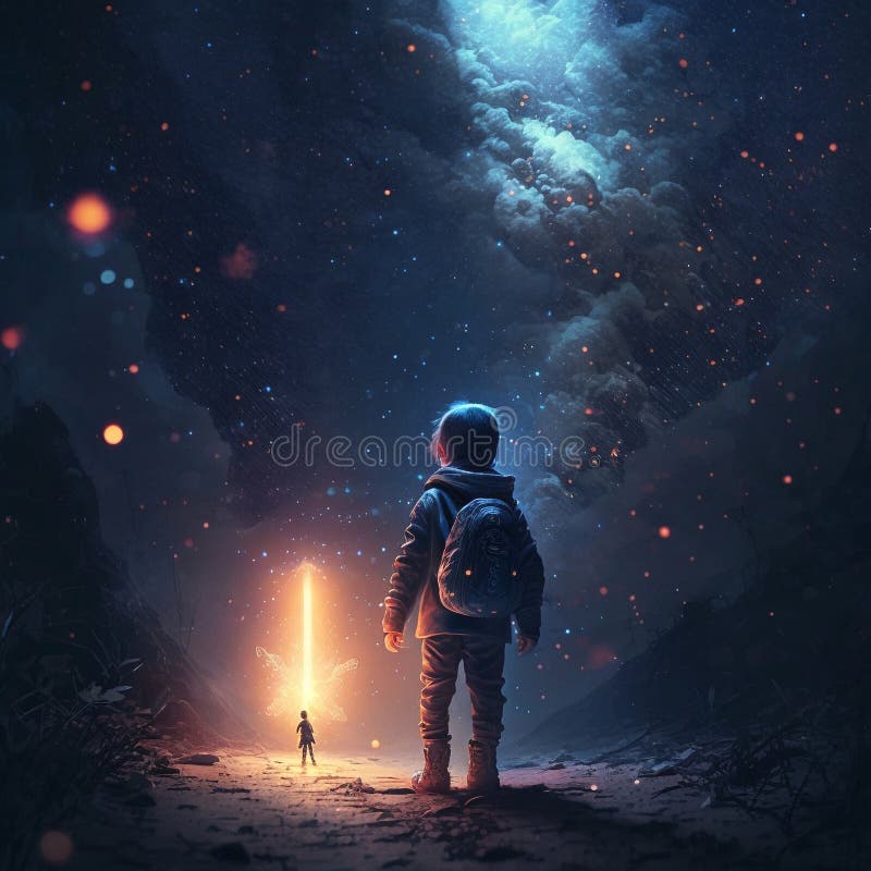 Man Against the Backdrop of a Mysterious Starry Sky Stock Image - Image ...