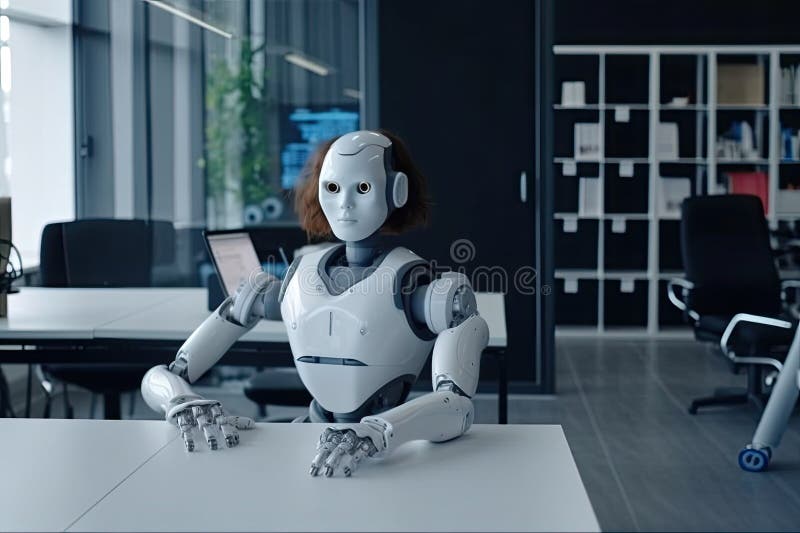 Man an Ai Robot Compete for Work, AI Based Stock Illustration ... Man an Ai Robot Compete for Work, AI Based Stock Illustration ...