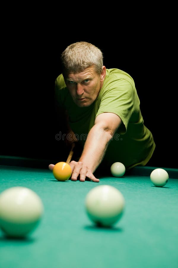 Man plays billiards stock image. Image of copyspace, casual - 21884717