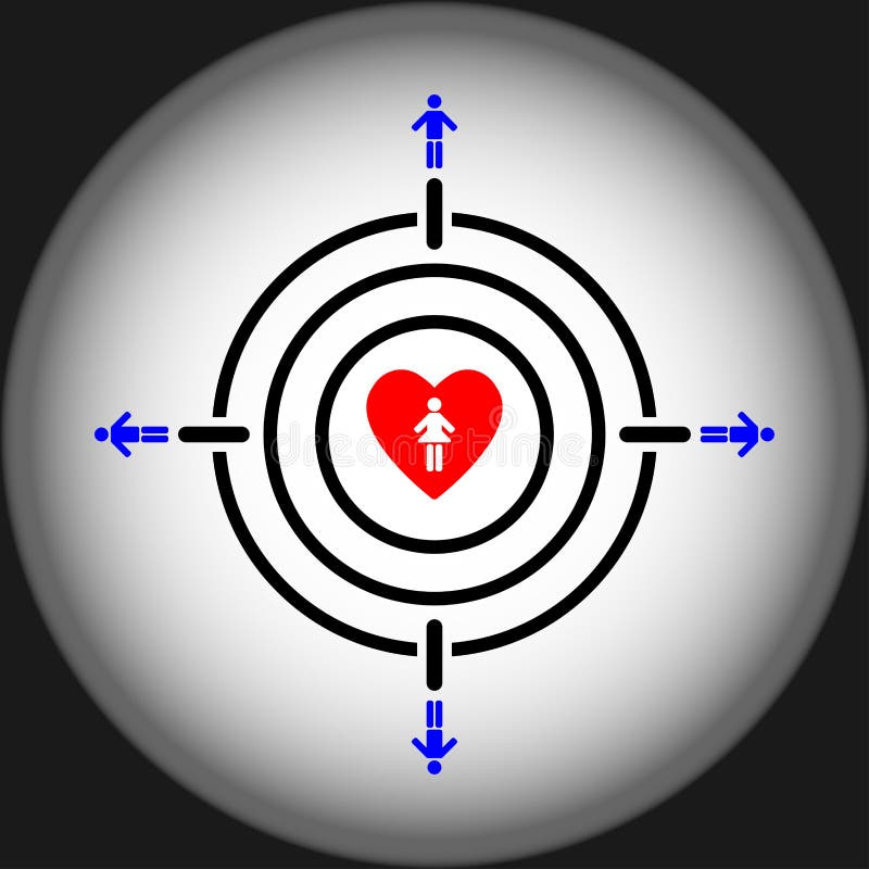 Man Aiming Girl Heart Target Concept Stock Vector - Illustration of ...
