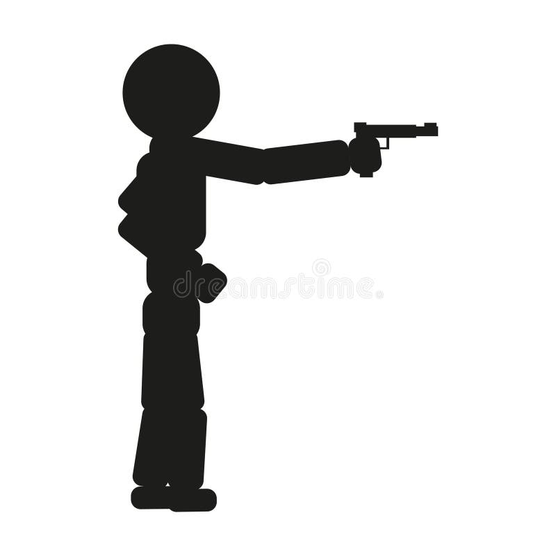 Aiming a Pistol Black and White Vector Graphic Stock Vector ...