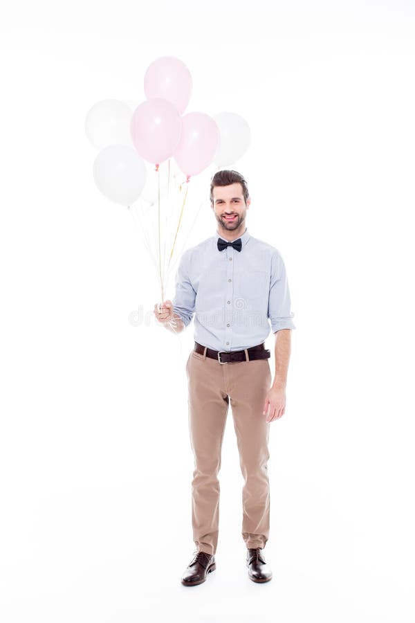 Man with air balloons stock photo. Image of adult, casual - 90102896