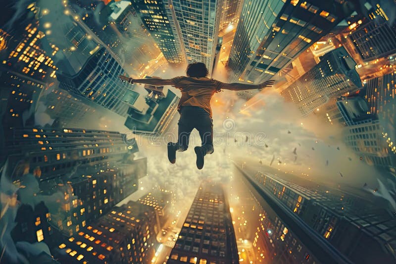 Man in the Air Falling, Gravity Stock Illustration - Illustration of ...