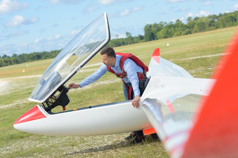 Man in Airfield with Glider Stock Photo - Image of extreme, narrow ...