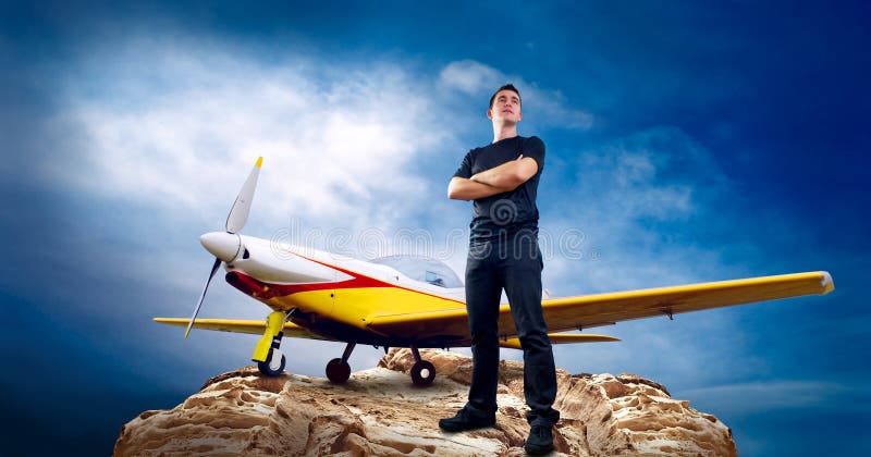 Man and airplane stock image. Image of achievement, freedom - 16953025