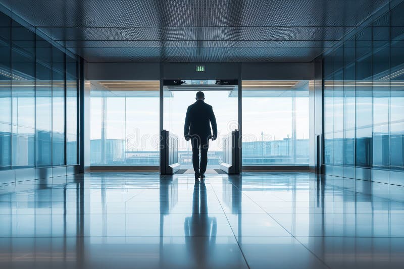 Man at Airport: Walking through Metal Detector Security Check Stock ...