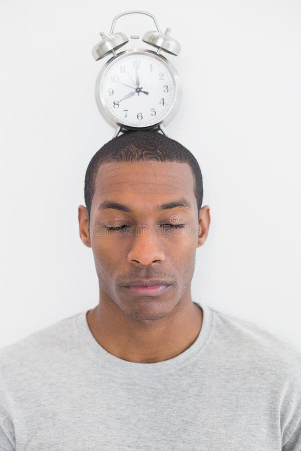 Man Alarm Clock Top His Head Stock Photos - Free & Royalty-Free Stock ...