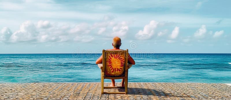 Man Alone in Lounger on a Tropical Beach in the Caribbean - AI ...