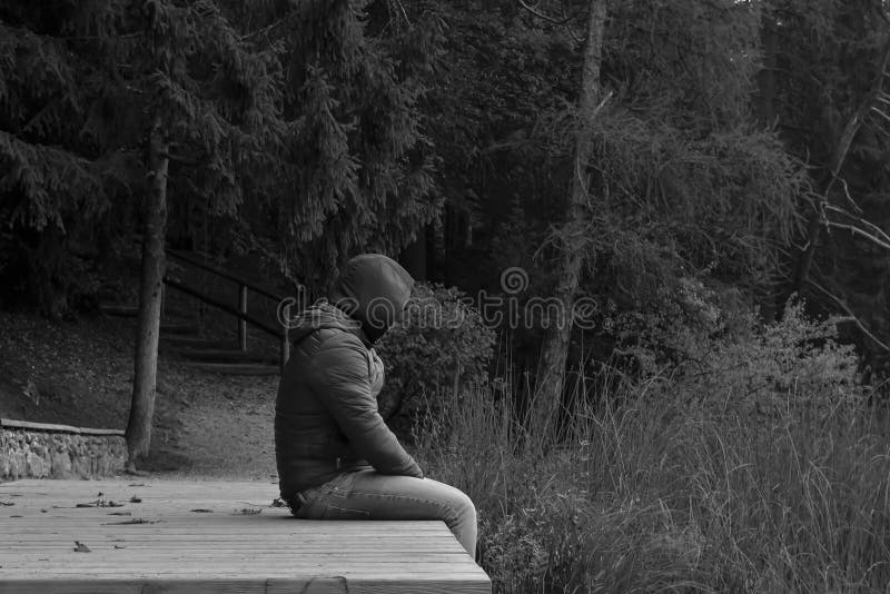 Man alone stock image. Image of isolated, leaf, lake - 80886465