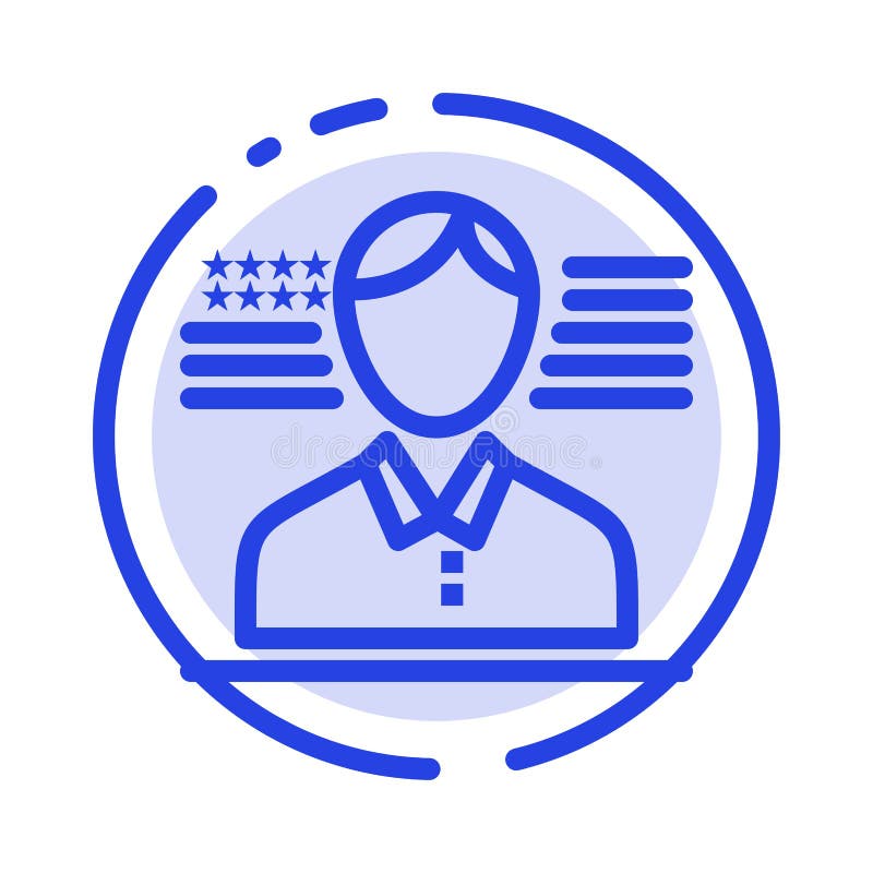 Man, American, Flag Blue Dotted Line Line Icon Stock Vector ...