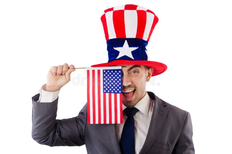 Man with american flag stock photo. Image of professional - 35814318