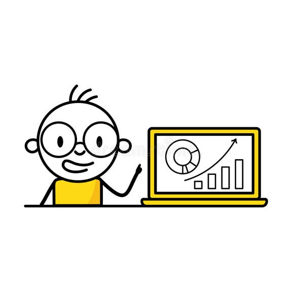 Man Analyzes Chart and Graph Data, Working with Data Visualization on ...