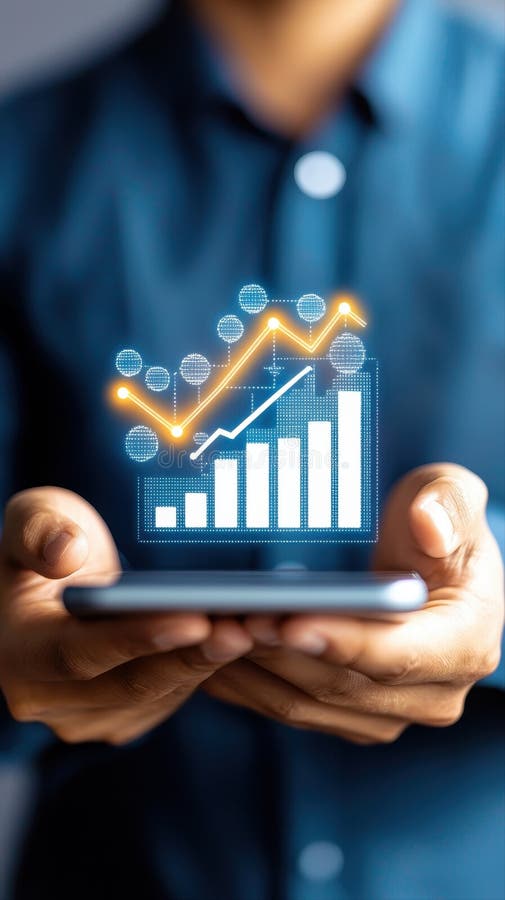 Man Analyzing Business Data on Smartphone Displaying Graphs for Lean ...
