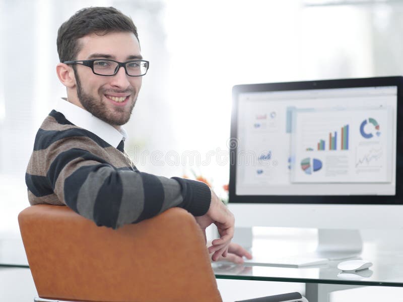 Businessman Analyzing Financial Graphs on Computer Stock Image - Image ...