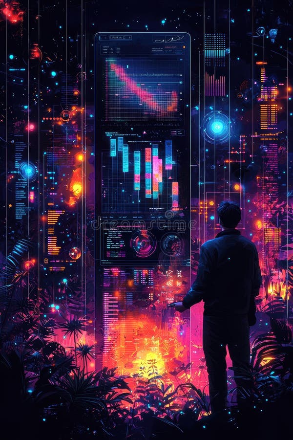 Man Analyzing Futuristic Ai Data Visualization On A High Tech Computer