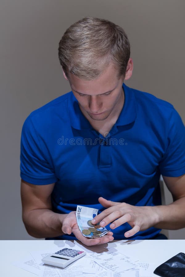 Man analyzing his budget stock image. Image of euro, calculator - 48608713