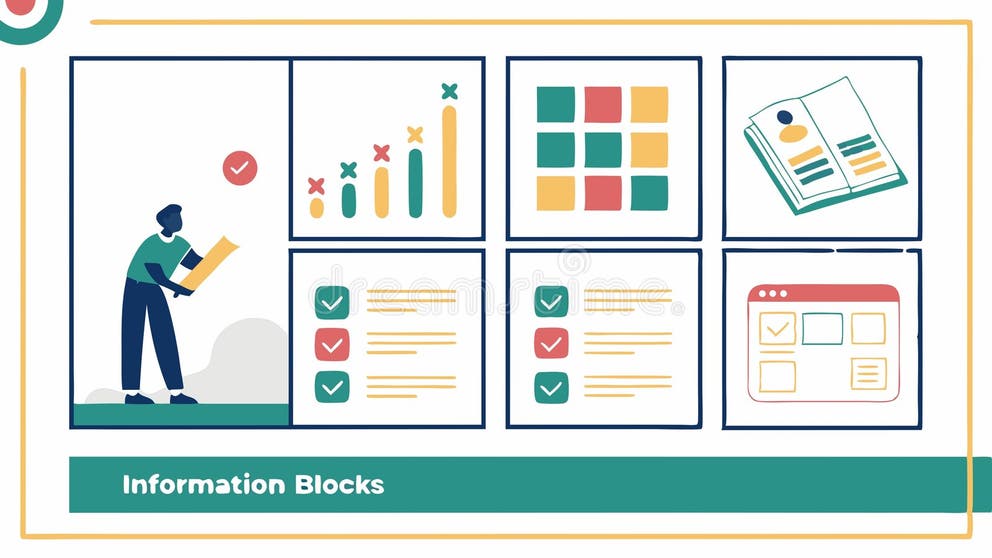 Man Analyzing Information Blocks and Data, Vector Design Generative AI ...