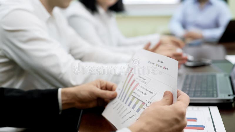 Man Analyzing Report Document, Political Experts Team Working on ...