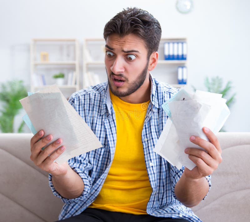 Man Angry at Bills he Needs To Pay Stock Image - Image of business ...