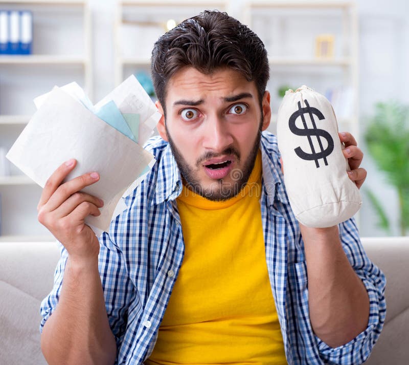 Man Angry at Bills he Needs To Pay Stock Image - Image of planning ...