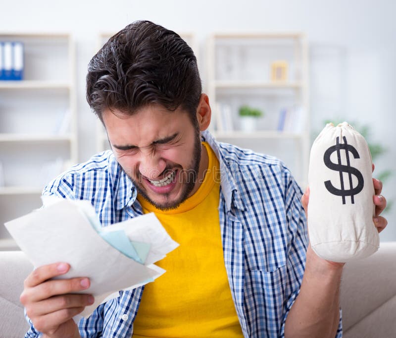 Man Angry at Bills he Needs To Pay Stock Photo - Image of husband ...