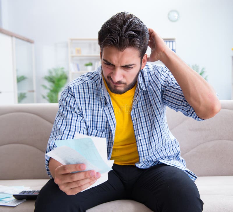 Man Angry at Bills he Needs To Pay Stock Photo - Image of concerned ...