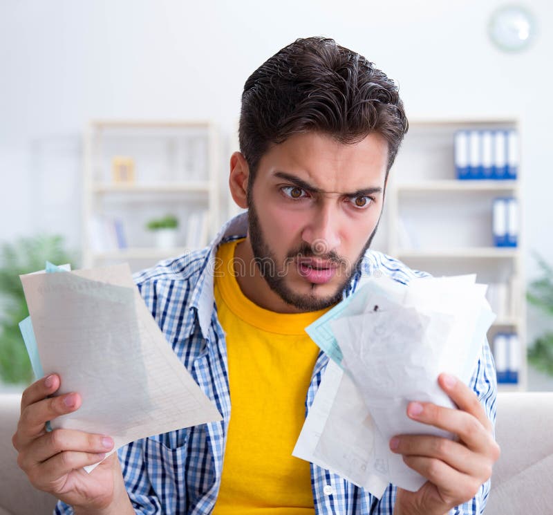 The Man Angry at Bills he Needs To Pay Stock Photo - Image of budget ...