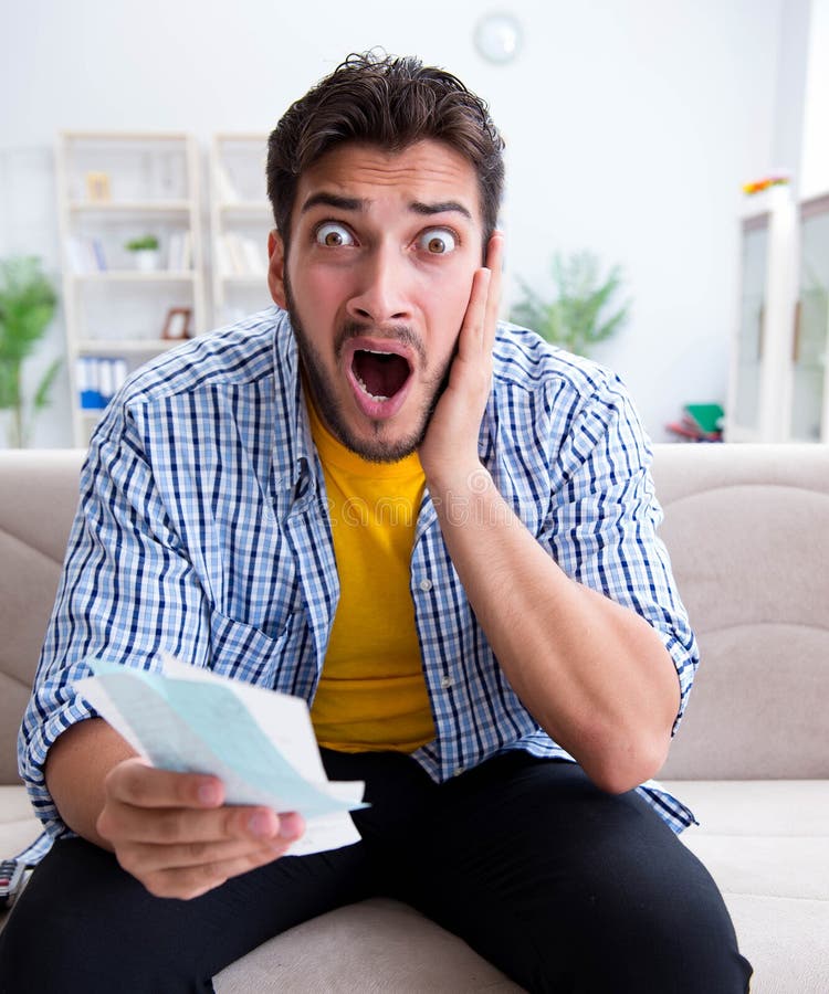 Man Angry at Bills he Needs To Pay Stock Image - Image of looking ...