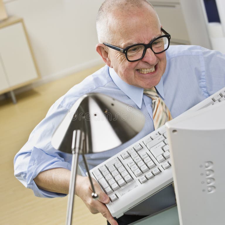 Man Angry at Computer stock photo. Image of senior, anger - 10012110