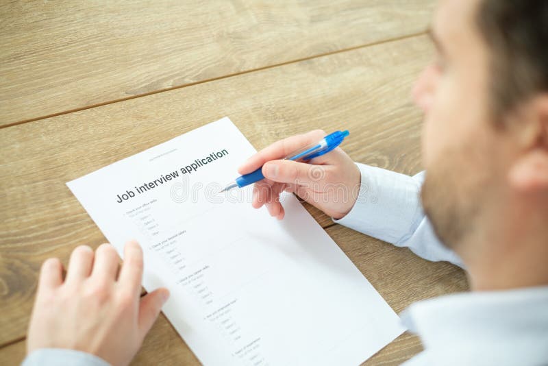 Man Answering To the Job Resume Application for Employment Stock Image ...