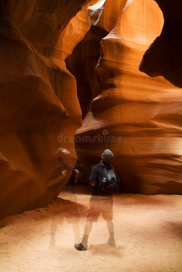 Man in Antelope Canyon Navajo Stock Image - Image of antelope, arizona ...