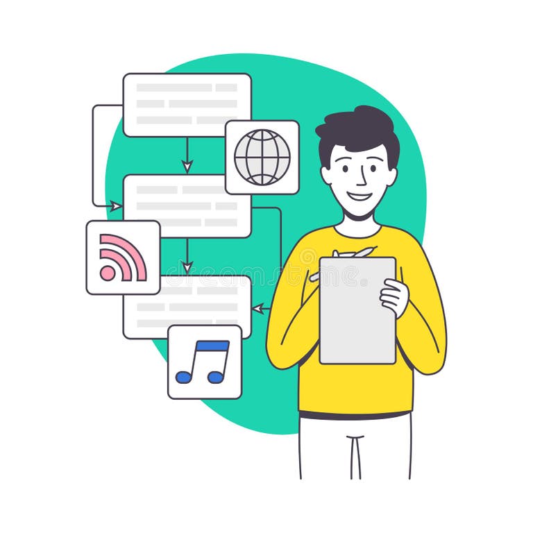 Man App Dev Professional Developing Software Application for Mobile Device Vector Illustration ...