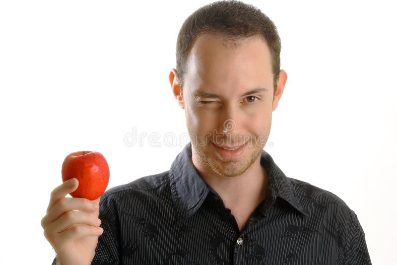 Man with apple stock image. Image of background, apple - 11449795
