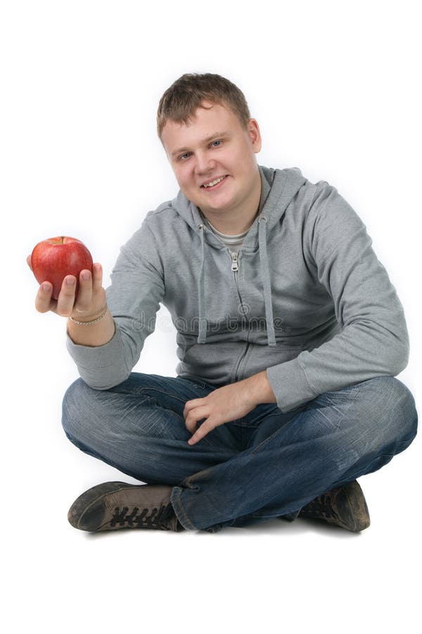 Man with an apple stock photo. Image of apple, young - 12979554