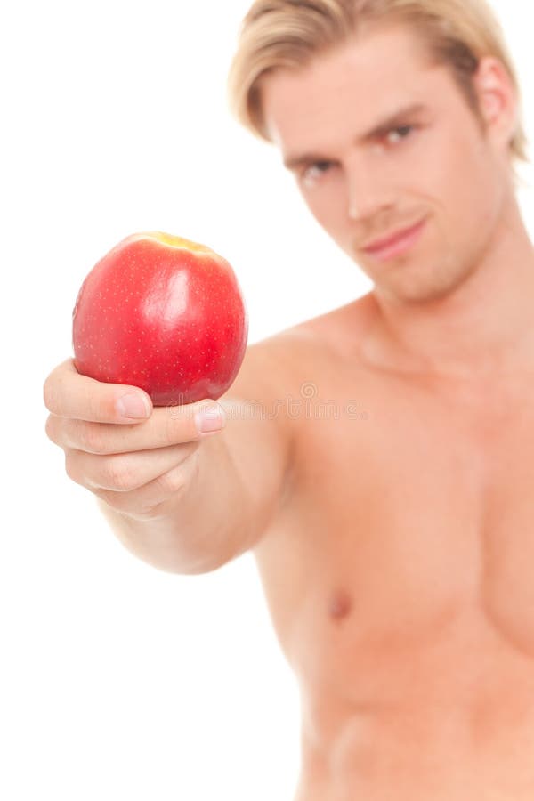 Man with apple stock photo. Image of fresh, holding, close - 20568832
