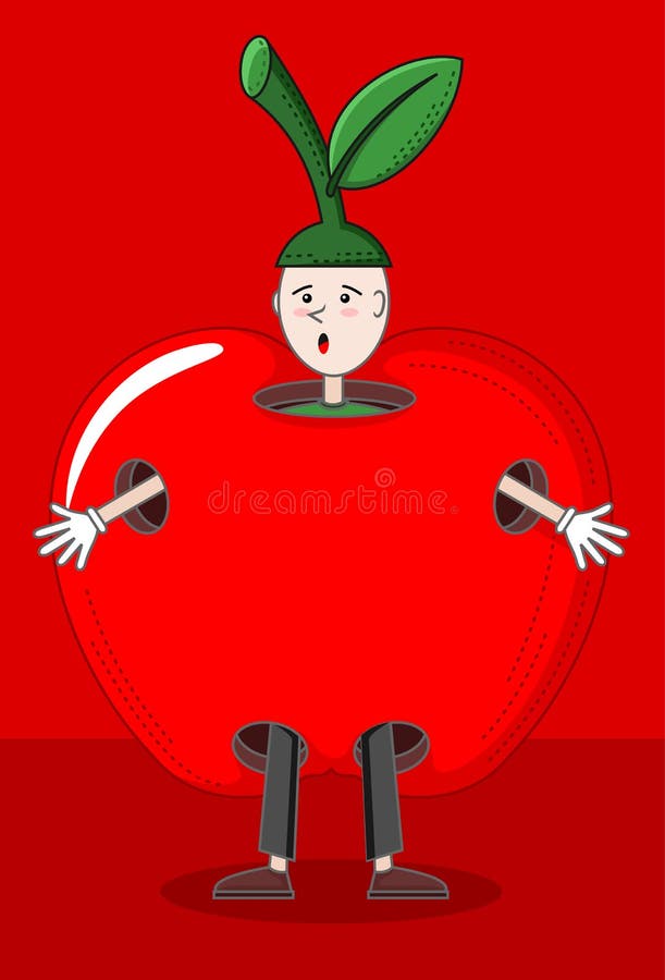Man in Apple Costume Vector Illustration Stock Vector - Illustration of ...