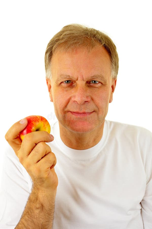 Man with an apple stock image. Image of looking, happy - 33361265