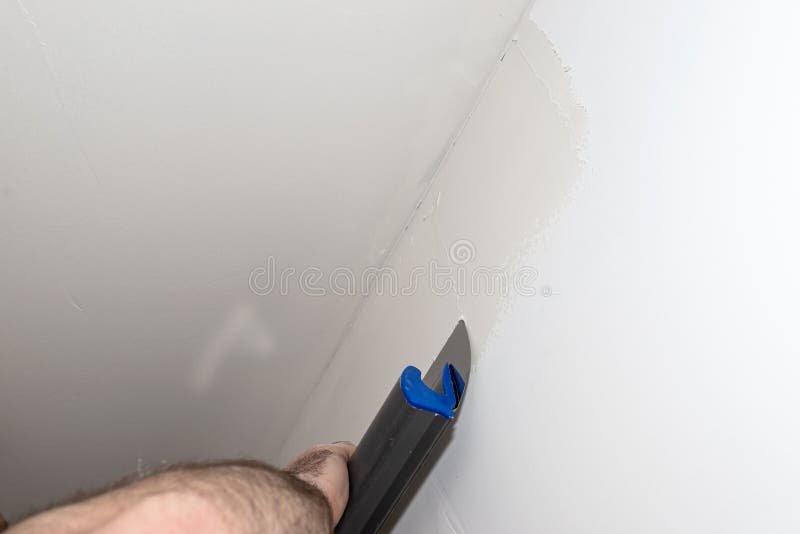 A Man Applies Ready-made Polymer Plaster from a Bucket Using Special ...