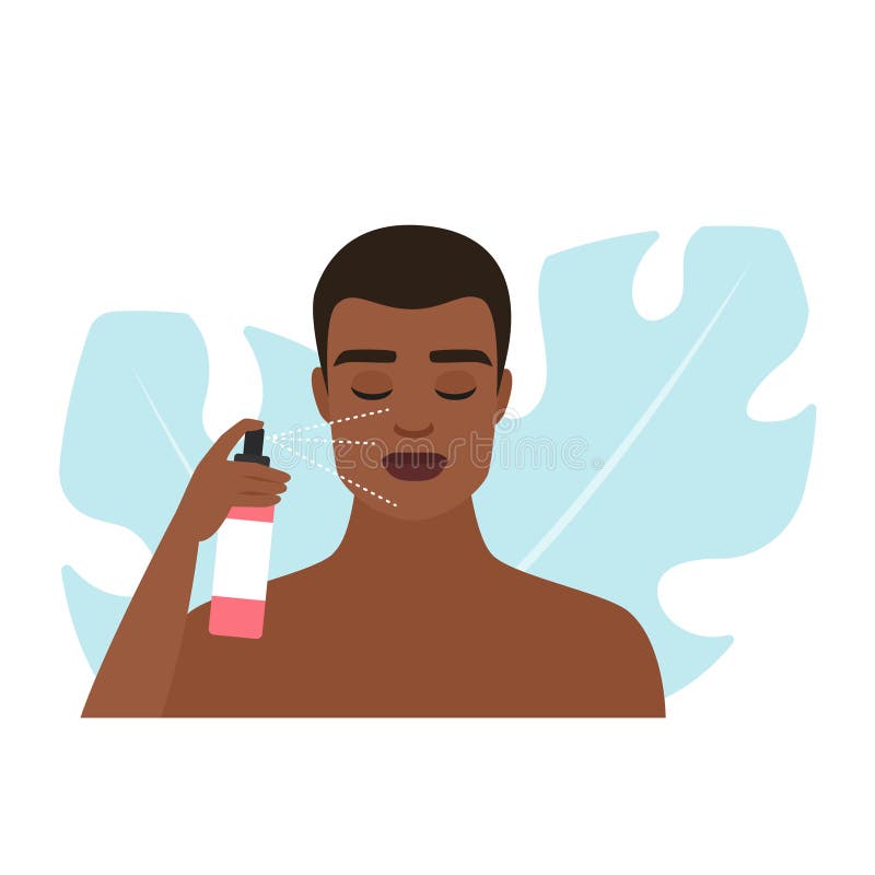 Man Applying Facial Mist Spray Stock Vector - Illustration of person ...