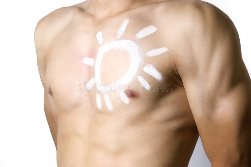 Man Applying Sun Protection Stock Image - Image of lotion, suntan: 35154497