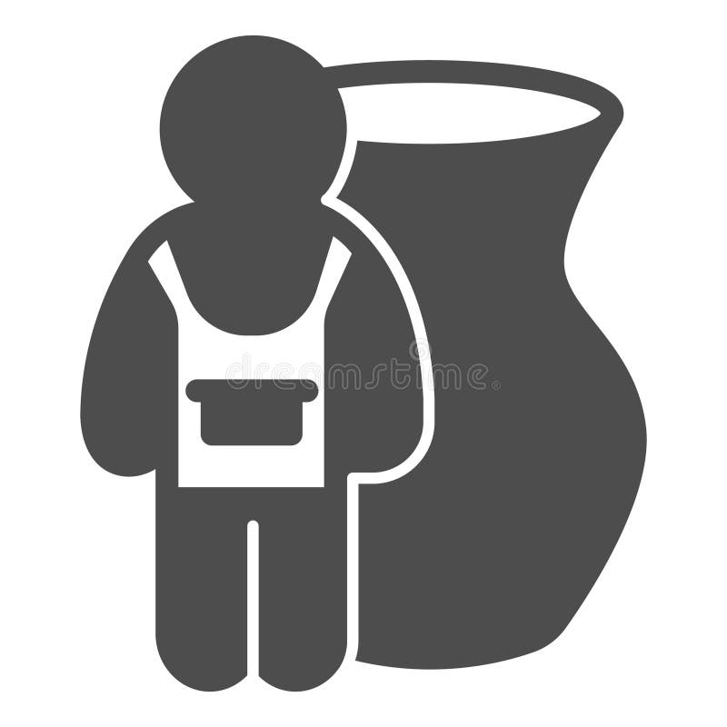 Man with Apron and Clay Jug Solid Icon, Pottery Making Concept. Vector ...