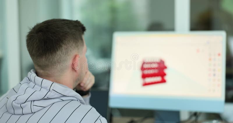 Male Architect Designing Buildings with Computer Program Stock Footage ...