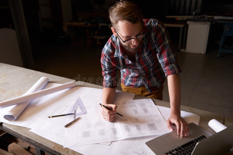 Man, Architect and Laptop or Blueprint, Working and Planning for ...
