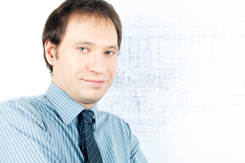 Man Architect Presenting a Project Stock Image - Image of person, plan ...